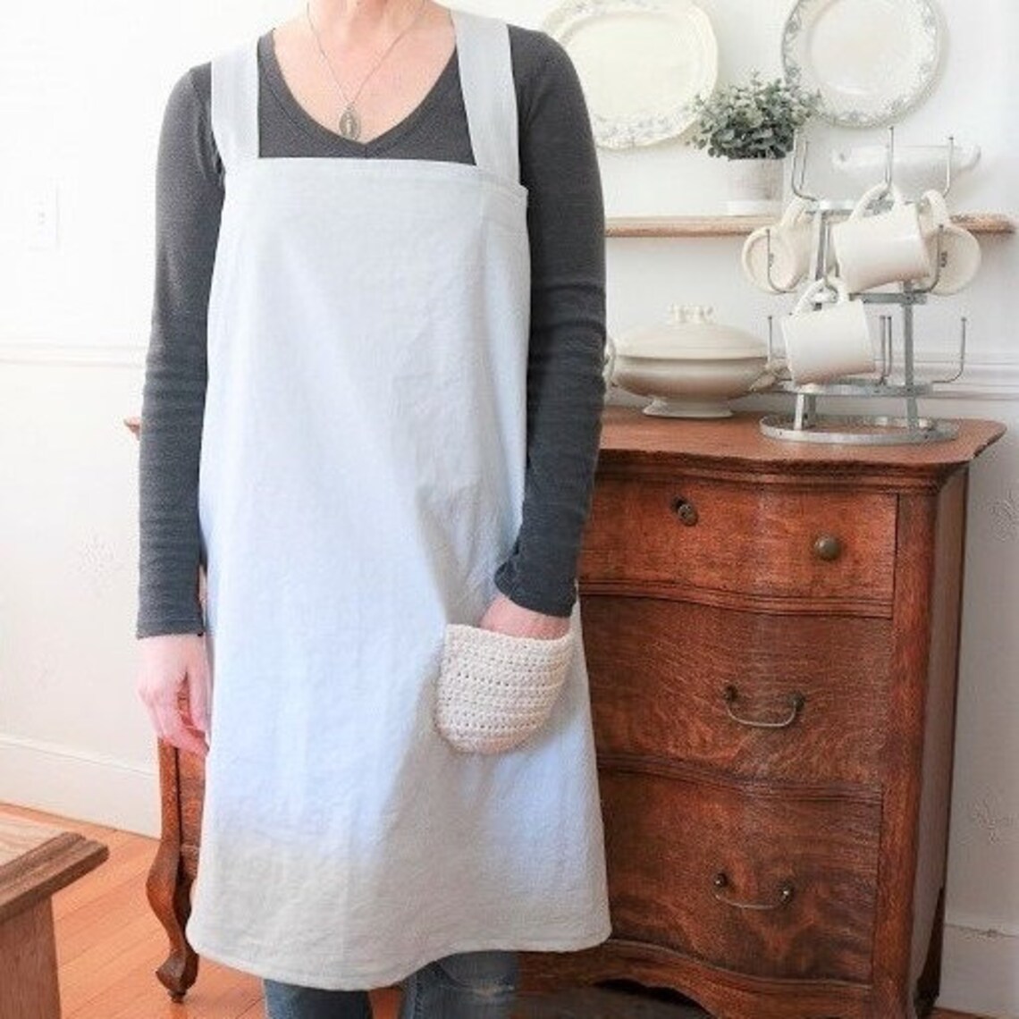 Cross Back Apron Sewing Pattern, Japanese Style Apron Pattern, Cross ...