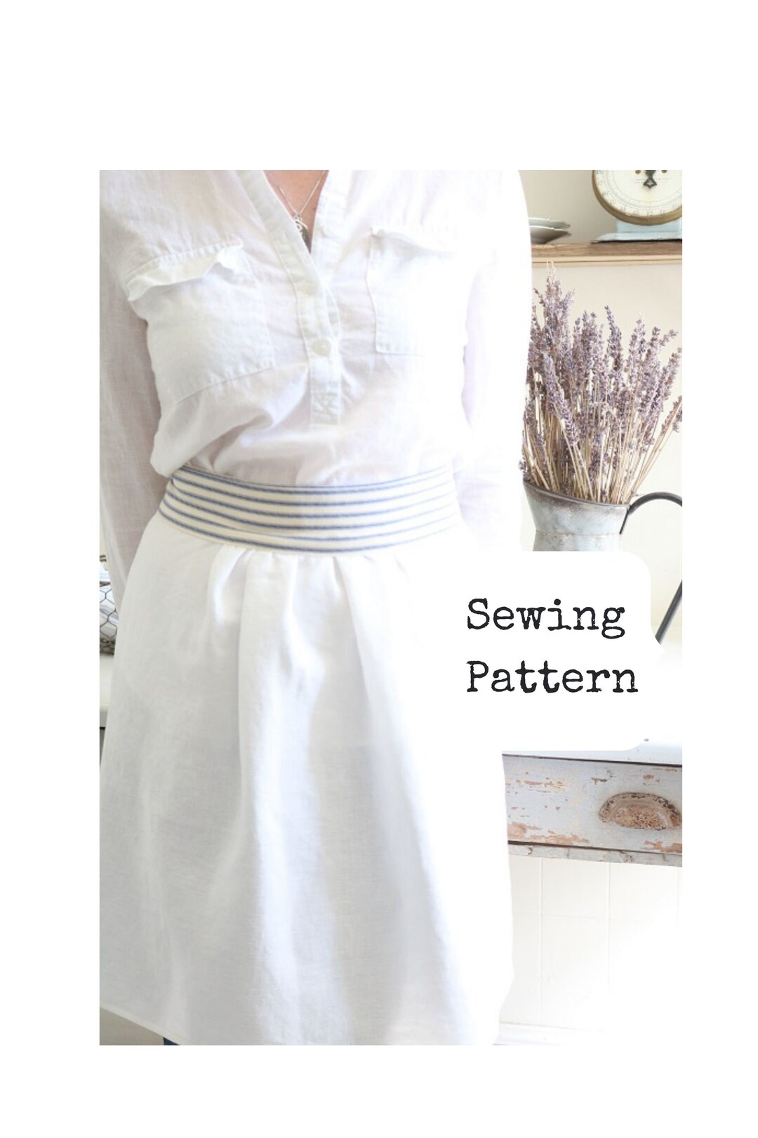 Linen Apron Sewing Pattern, Linen Apron Pattern, Half Apron Sewing ...