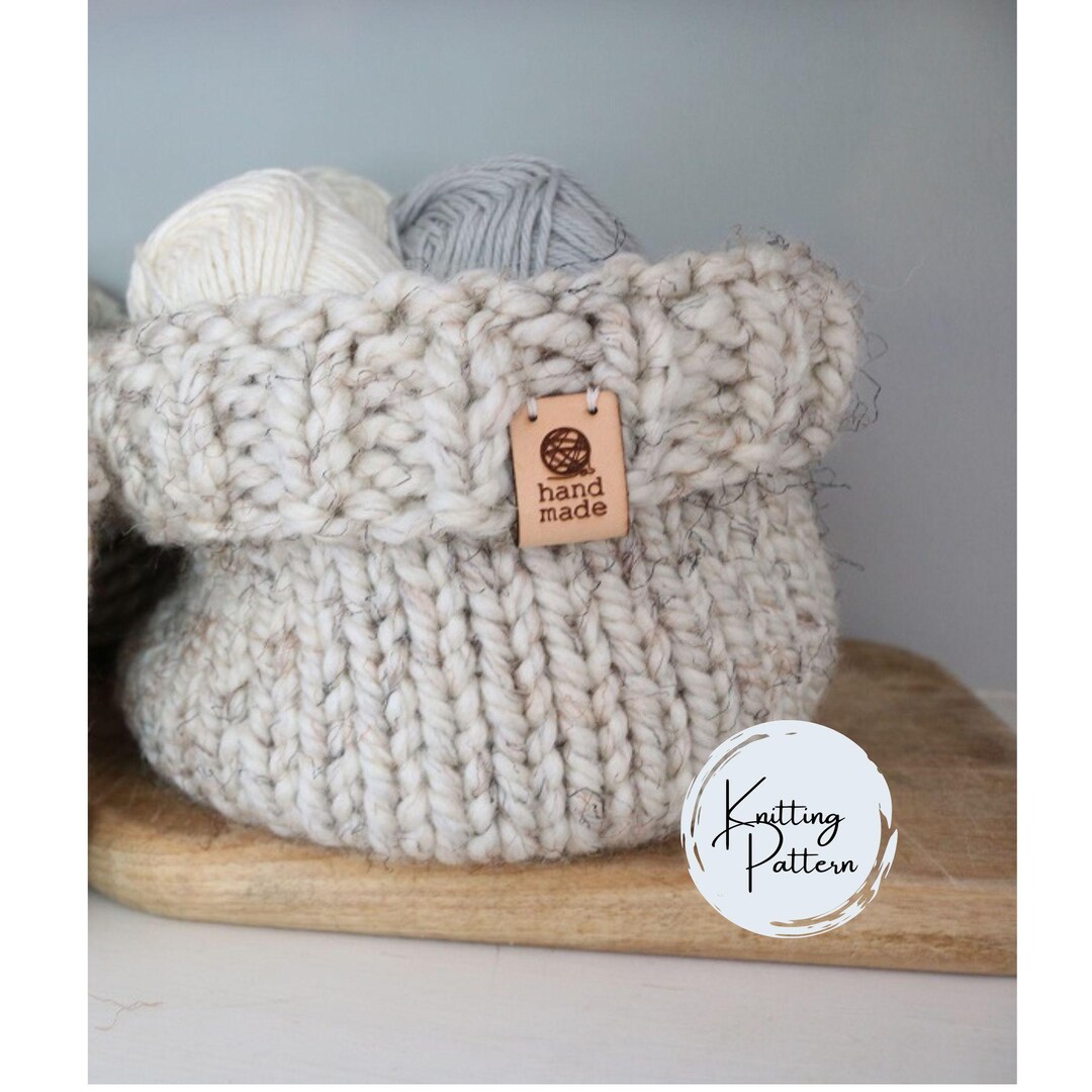 Knit Basket Pattern, Chunky Knit Storage Basket, Wool Basket Knitting ...