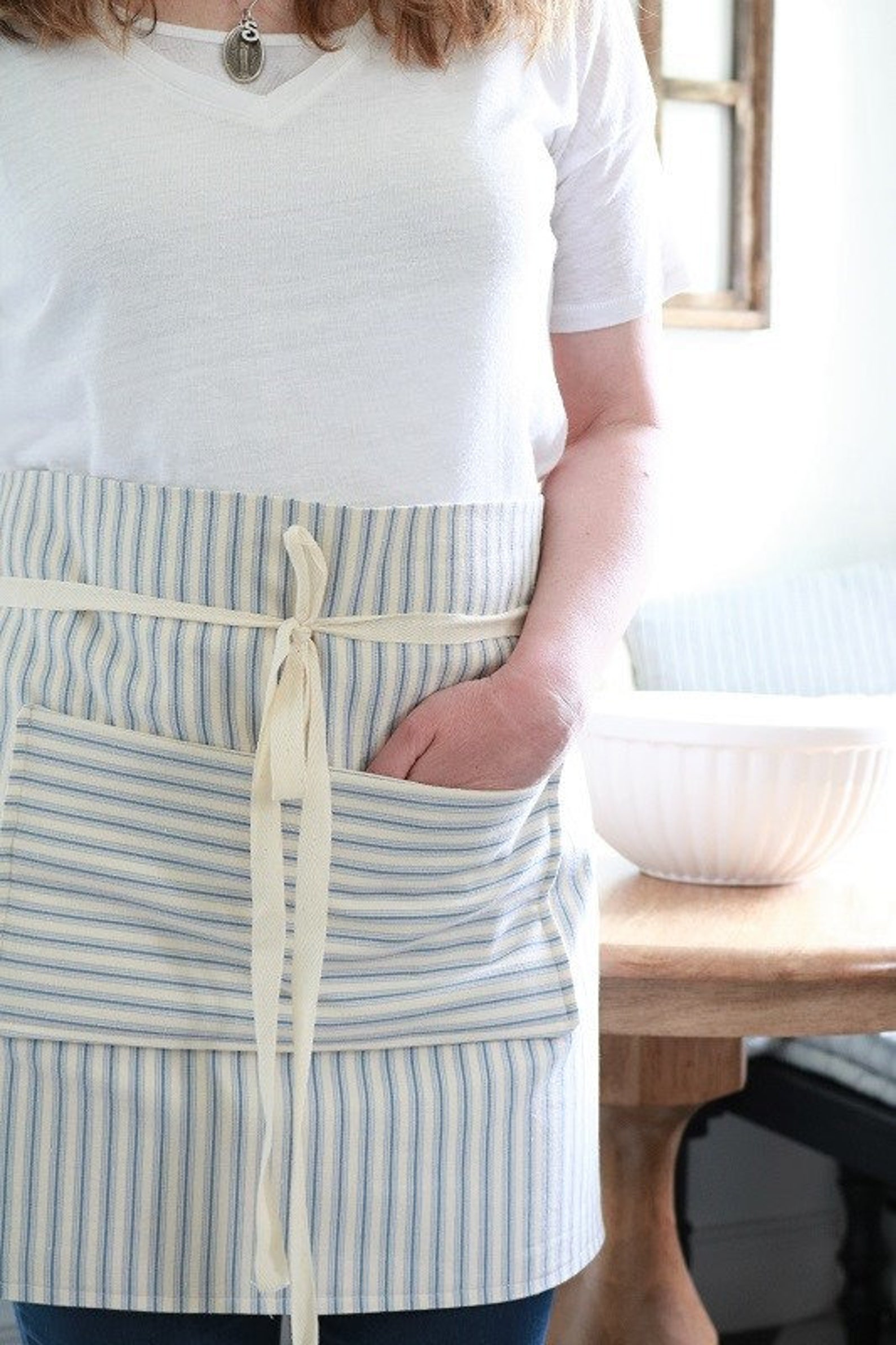 Farmhouse Style Pocket Apron Sewing Pattern, Half Apron Sewing Pattern ...