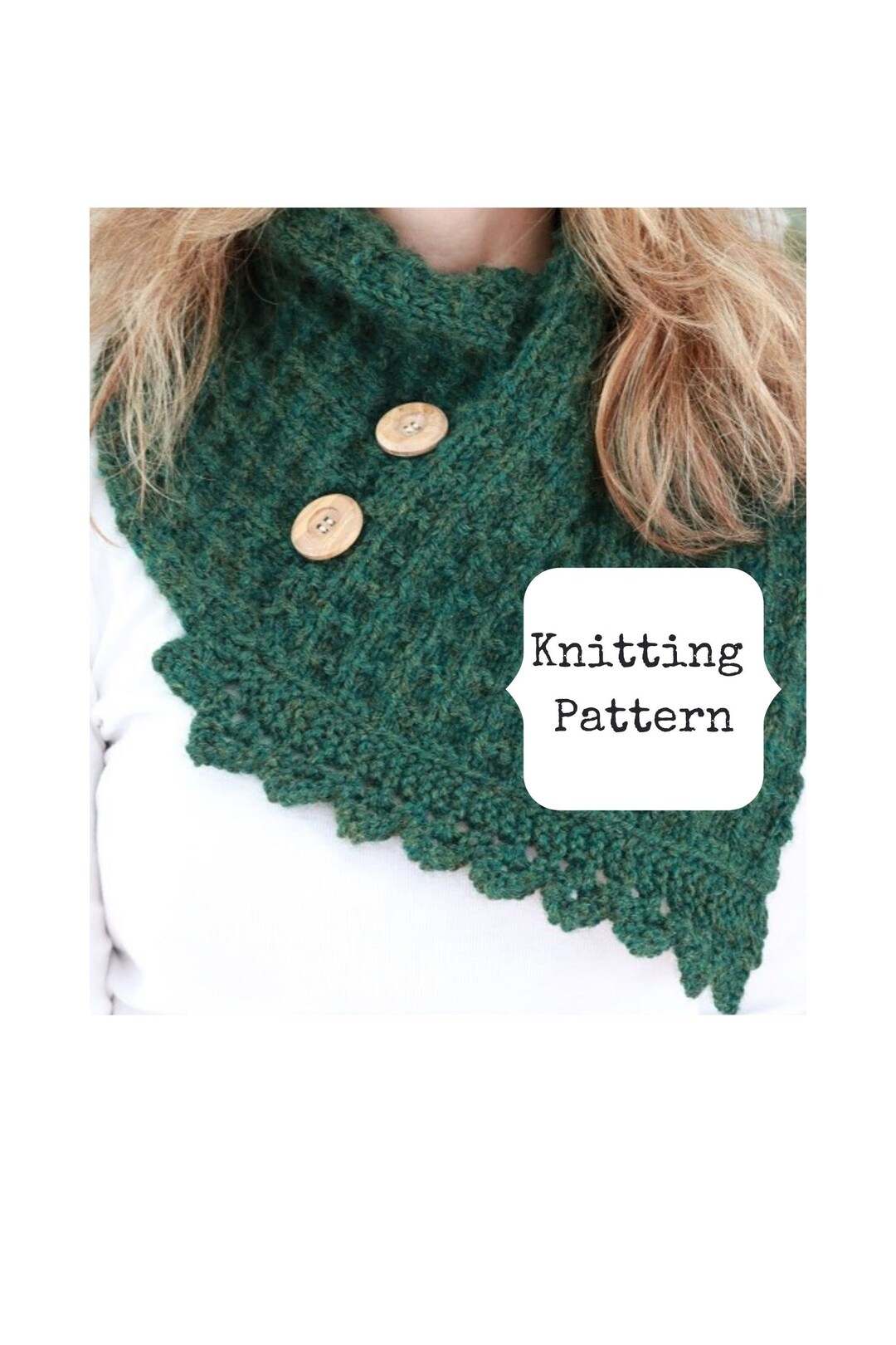 Buttoned Cowl Knitting Pattern, Green Cowl Knitting Pattern, Cowl ...
