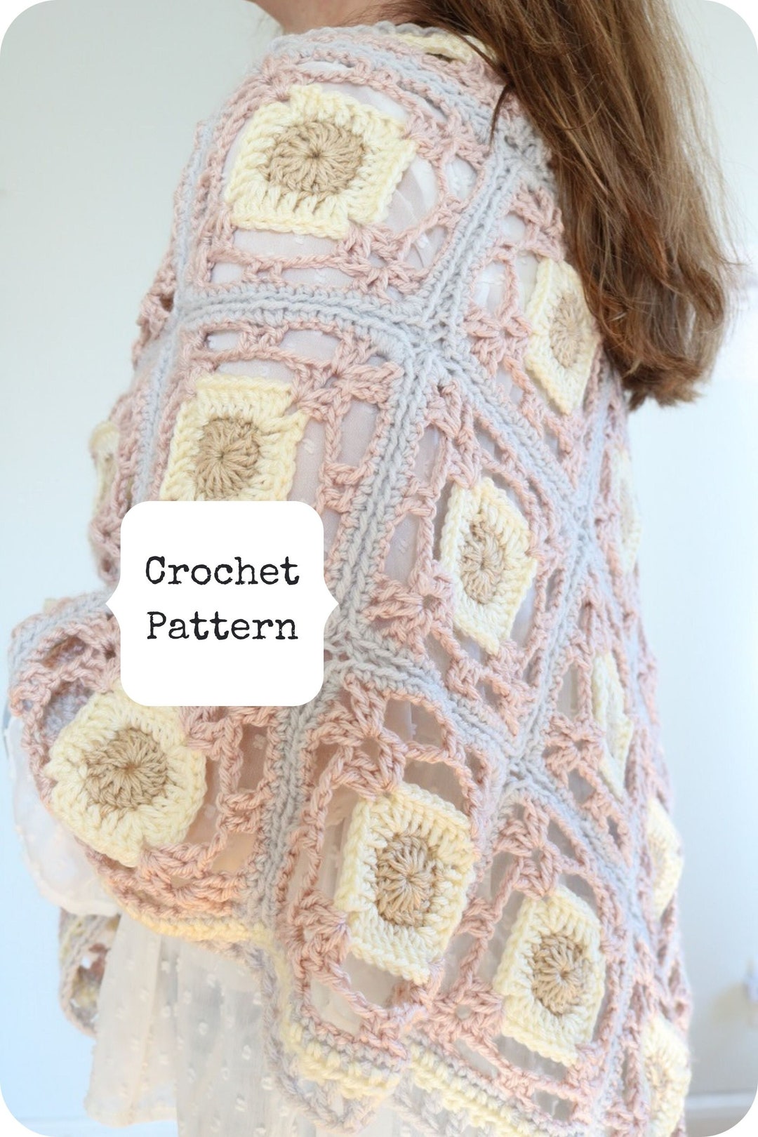 Crochet Square Shawl Pattern, Granny Square Shawl Pattern, Crochet Wrap ...