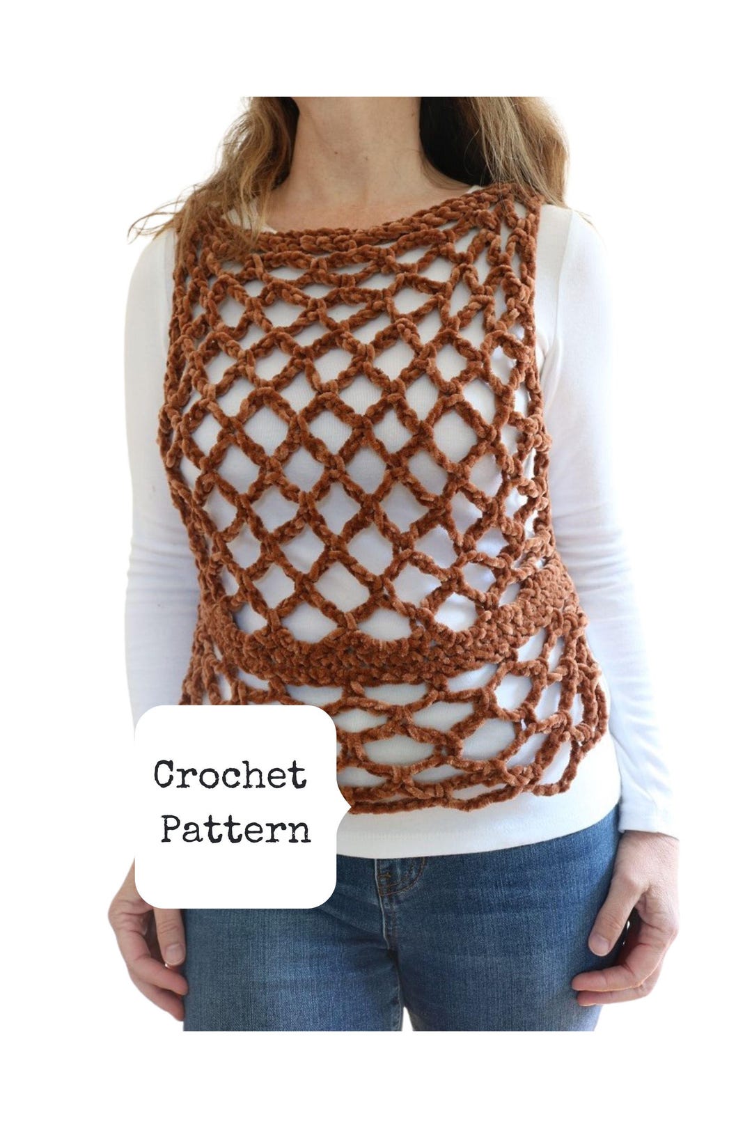 Crochet Vest Pattern, Lace Top Pattern, Modern Fall Vest, Crochet Mesh ...
