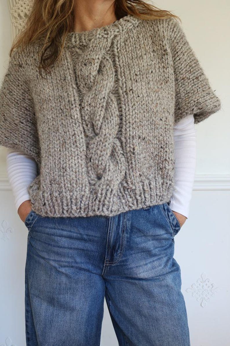 Knit Poncho Pattern, Chunky Cable Knit DIY Pattern, Cozy Handmade ...