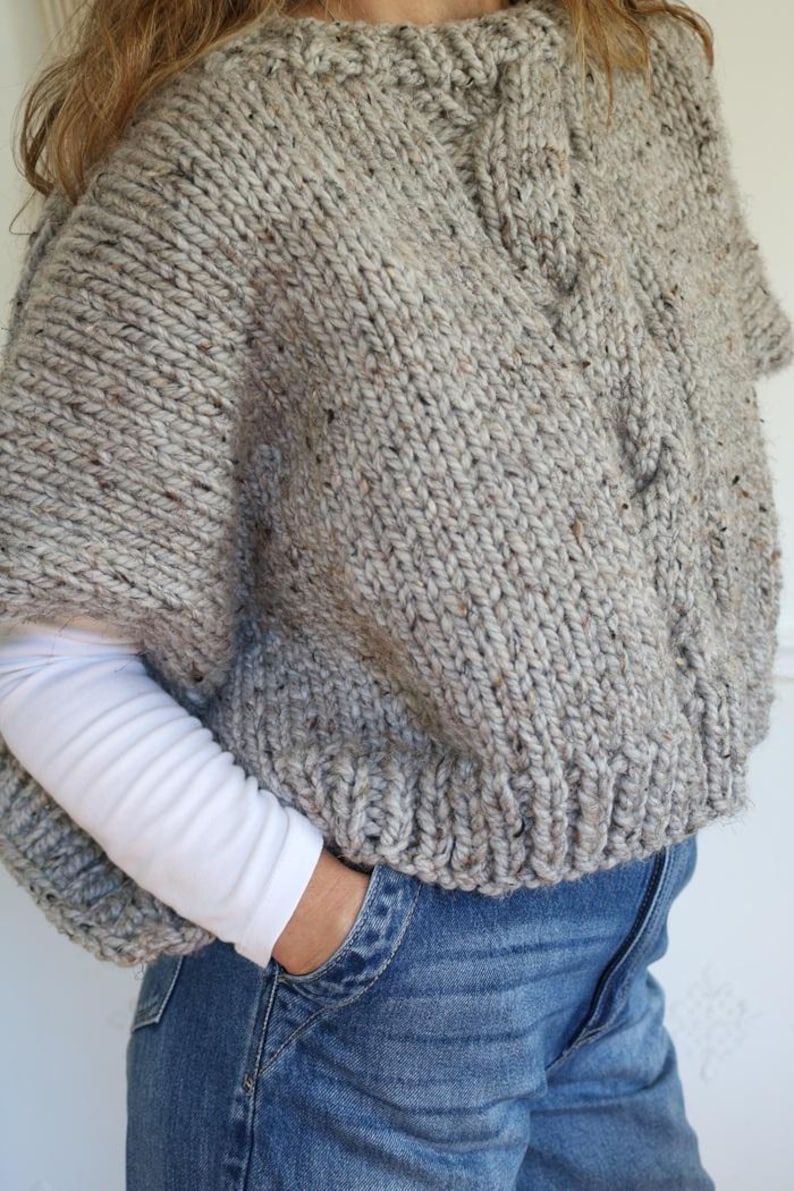 Knit Poncho Pattern, Chunky Cable Knit DIY Pattern, Cozy Handmade ...