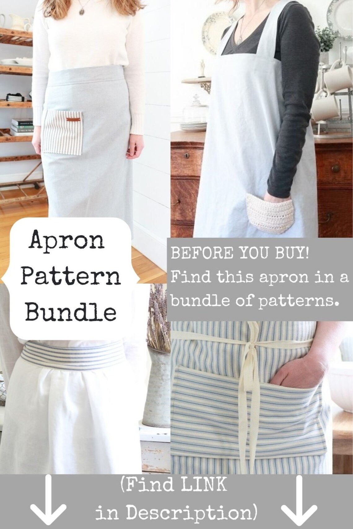 Pocket Apron Sewing Pattern Apron Sewing Pattern Long Apron | Etsy