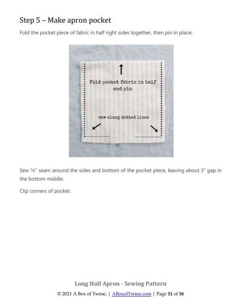 Pocket Apron Sewing Pattern Apron Sewing Pattern Long Apron | Etsy