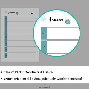 Wochenübersicht A5 1W1S Kalendereinlagen undatiert + Wochenziele ...