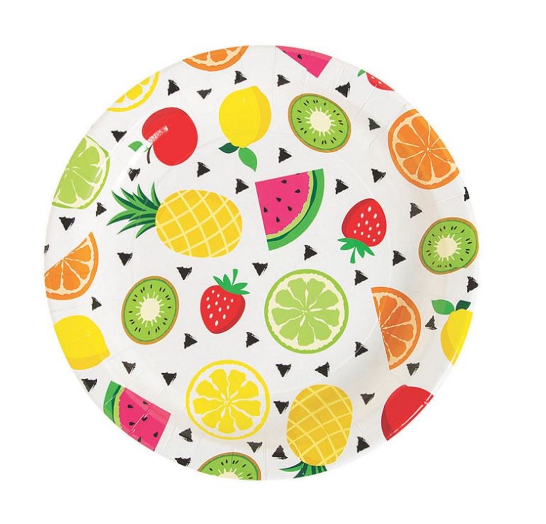 Tropical Fruit Dinner Plates Tutti Frutti Plates Tutti Frutti Party ...