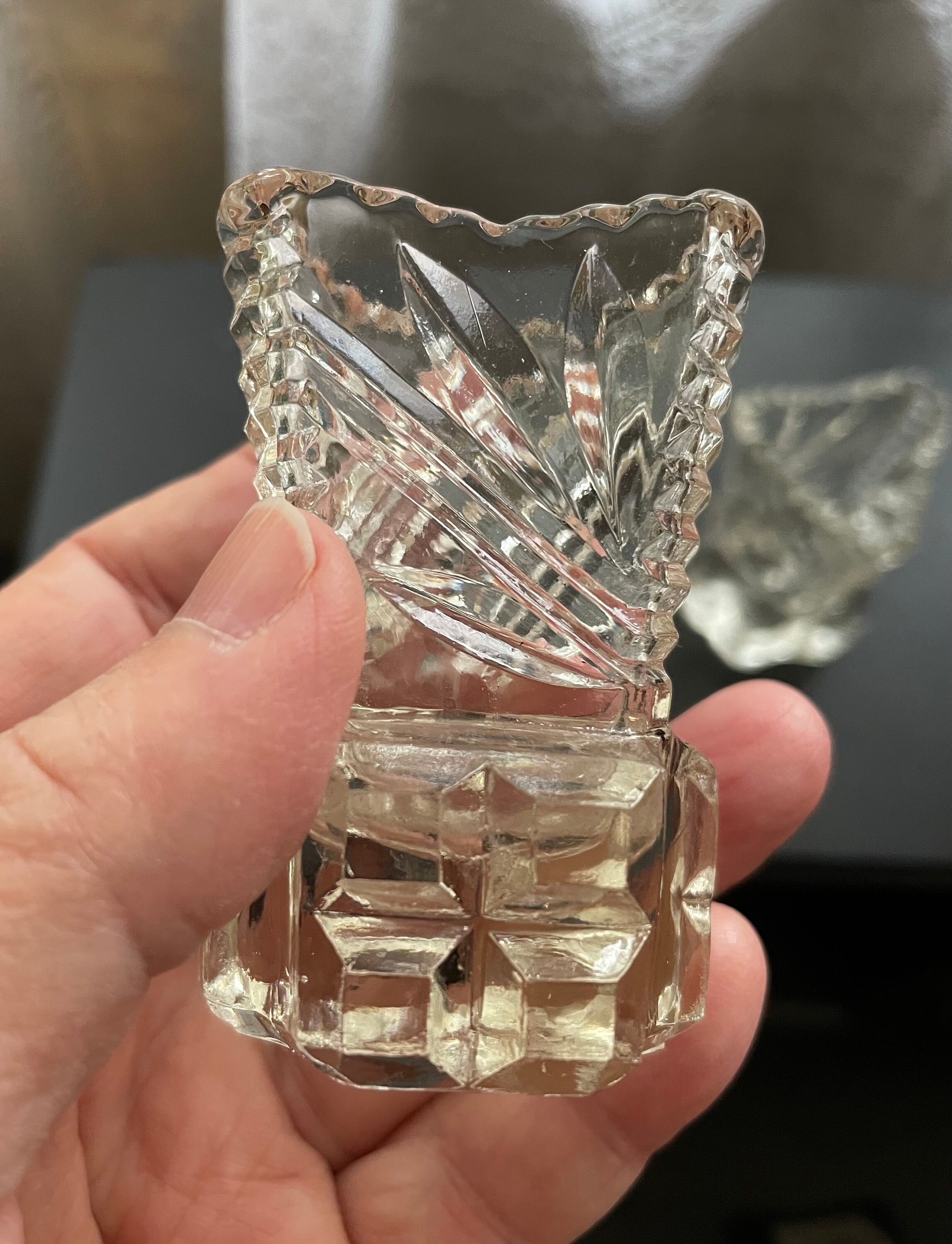 Pair of Vintage Art Deco Triangular Toothpick Holders With Sawtooth ...