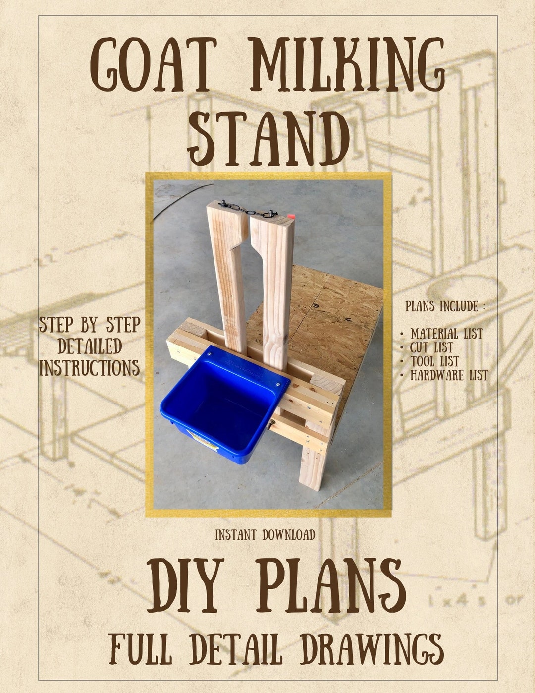 Goat Milking Stand, Goat Plans, Goat Stanchion, Easy DIY, Woodworking Plans, Milking Platform ...