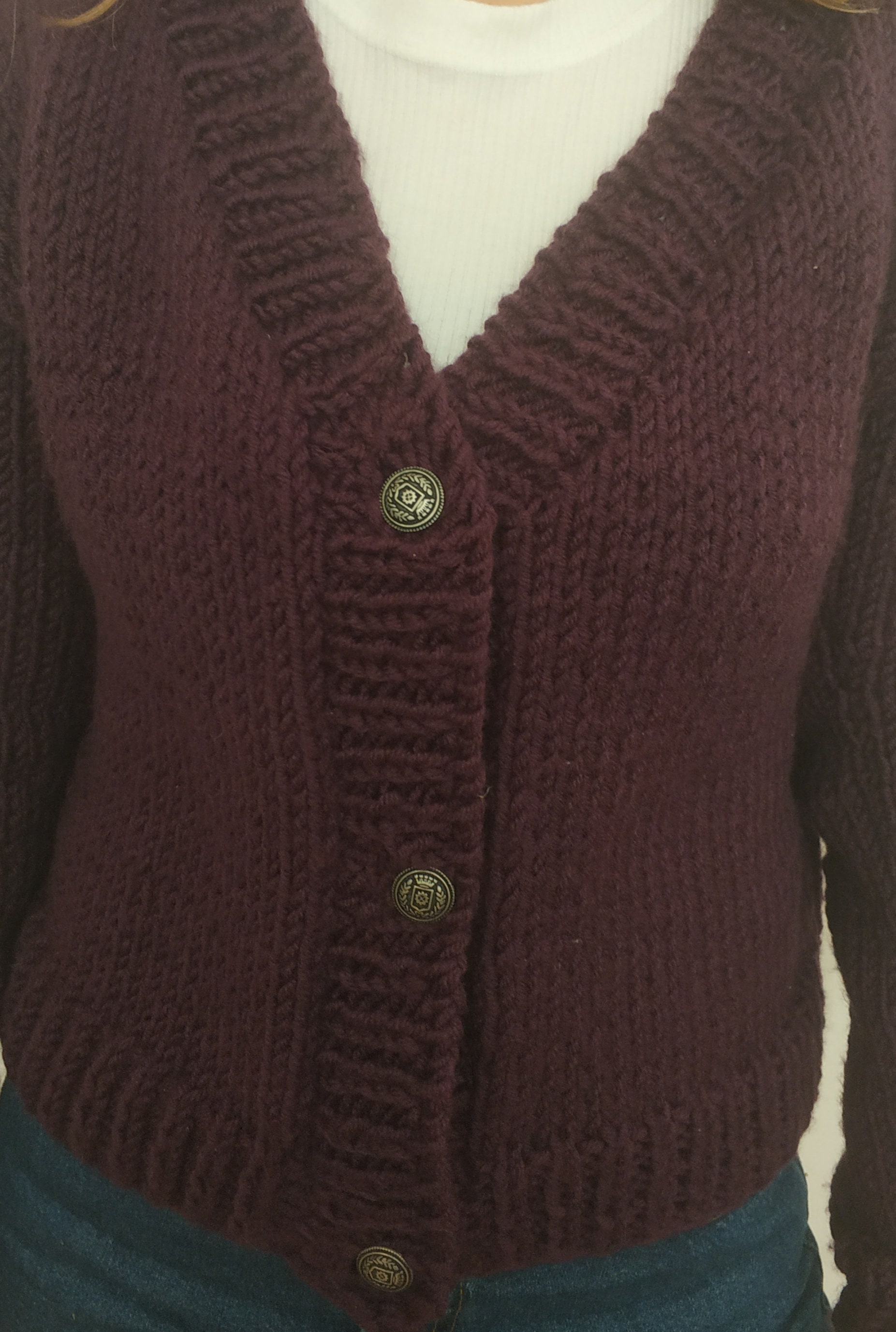 Hand Knitted Purple Cardigan, Short Button Cardigan, - Etsy