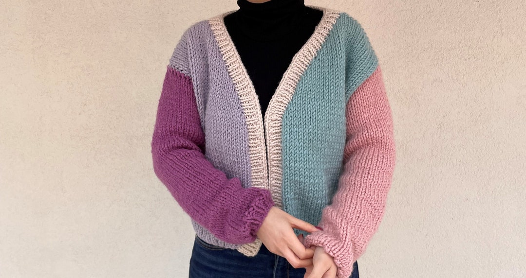 Colorful Hand-knitted Cardigan - Etsy