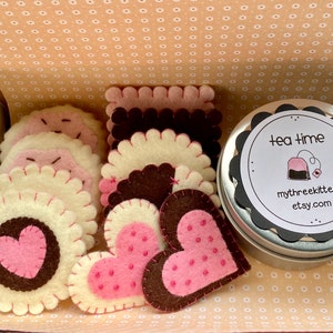 Felt Biscuits and Tea Set/felt Cookies and Tea/felt Valentine Cookies ...