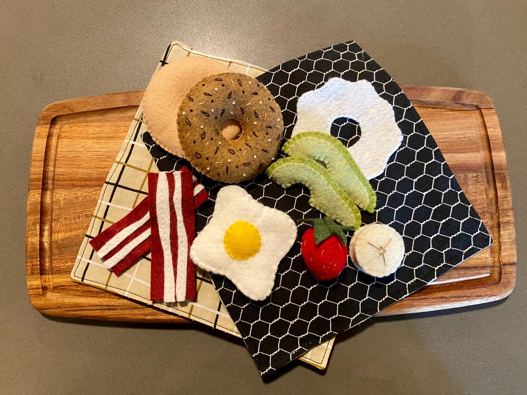 Felt Bagel Play Food Kit: Hand Stitched Pretend Breakfast - Etsy