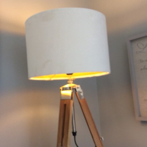 Cream Lampshade in Velvet With Gold Lining Large Lightshade - Etsy UK