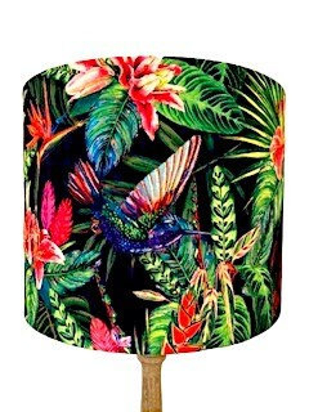 Hummingbird Lampshade in Black Velvet With Palm Leaves and Beautiful ...