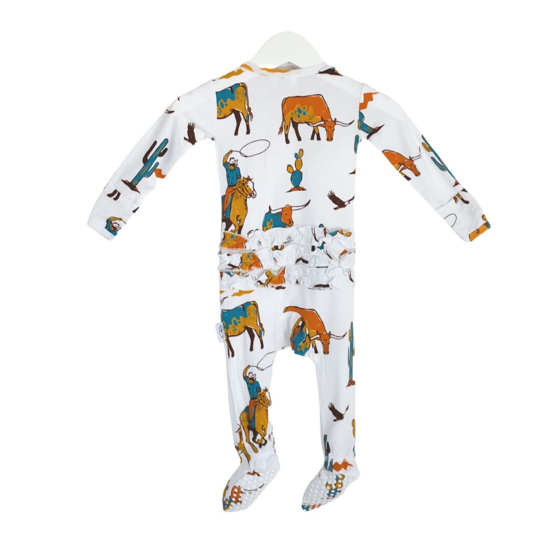 Ranchy Ruffled Zippered Footie Pjs - Etsy