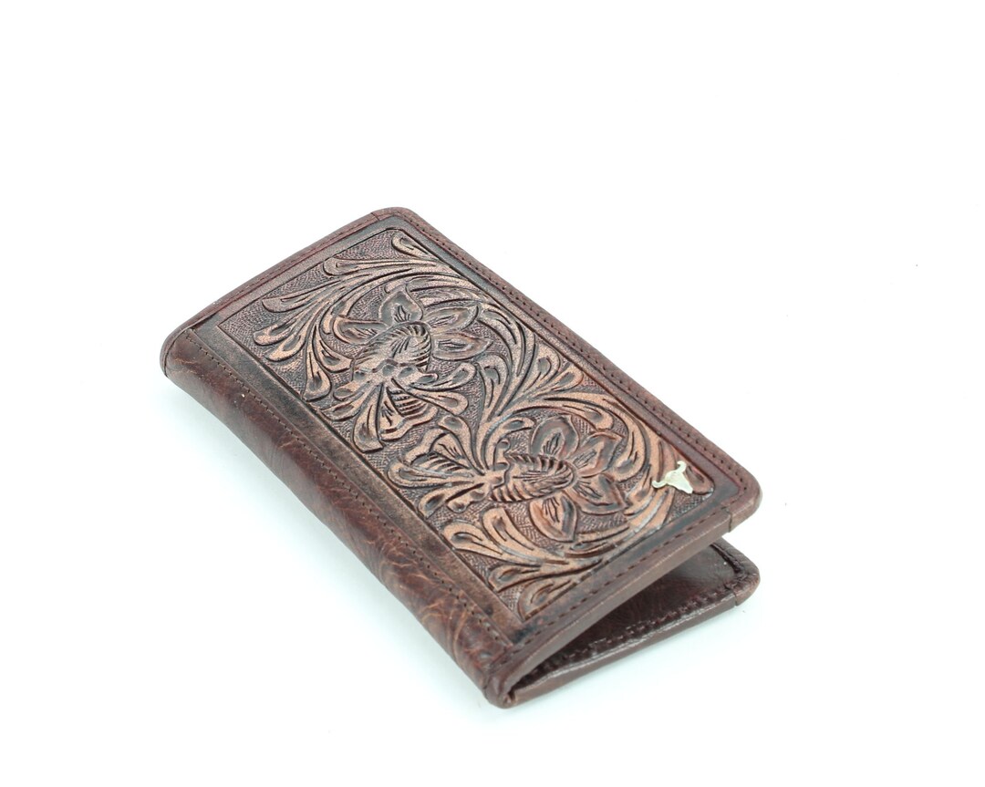Tooled Leather Floral Filigree Western Rodeo Wallet, Modern Western ...