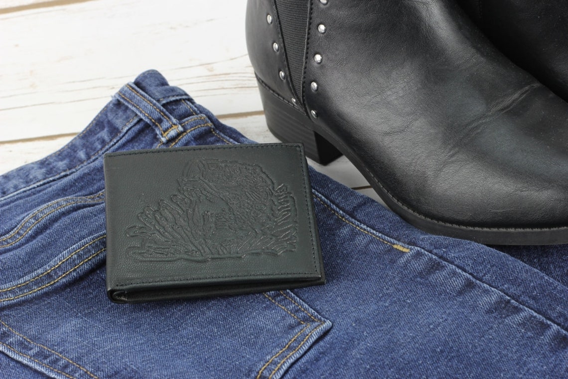 Bass Fish Embossed Leather Bi Fold Wallet RFID Blocking | Etsy