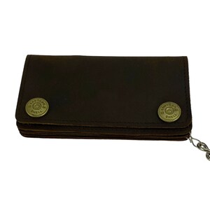 Shotgun Shell Chain Wallet, Brown Leather Biker Wallet, Snap on Belt ...