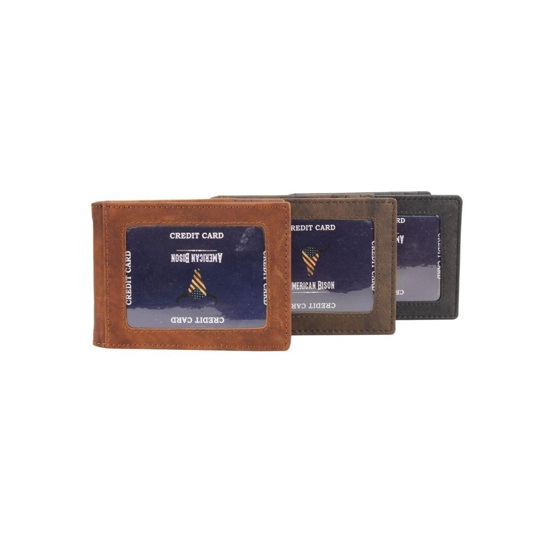 American Bison Leather Bifold Wallet, Magnetic Money Clip, Modern ...