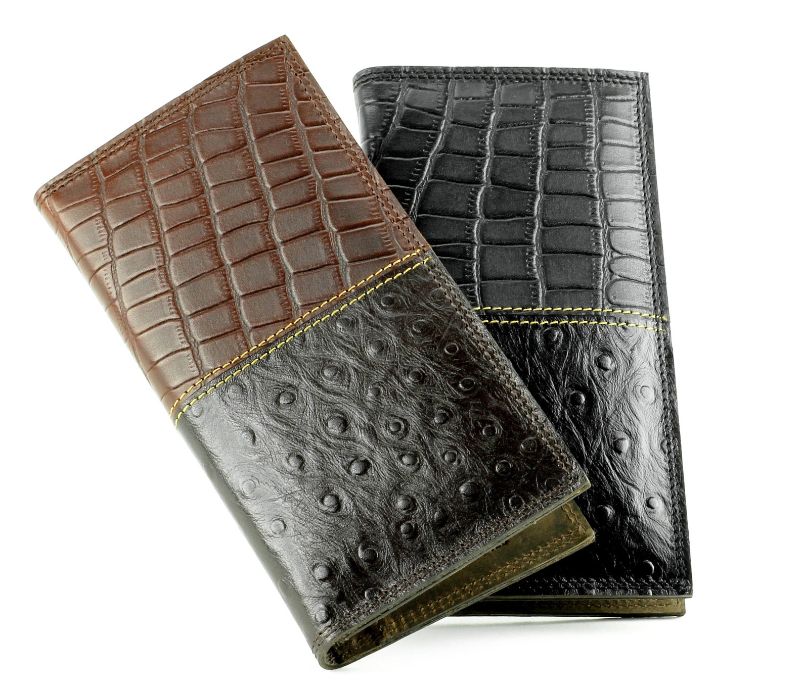 Tooled Gator and Ostrich Print Rodeo Wallet With Leather - Etsy