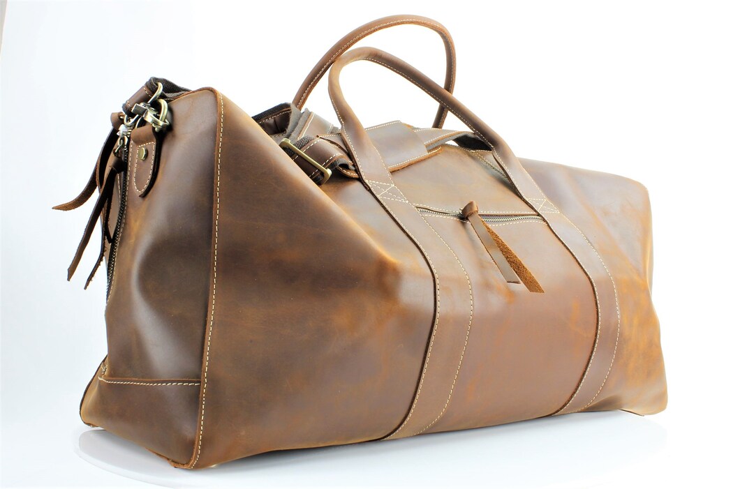 Oil Pull up Duffel Bag, Flap Over Duffel With Pockets, Vintage Style ...
