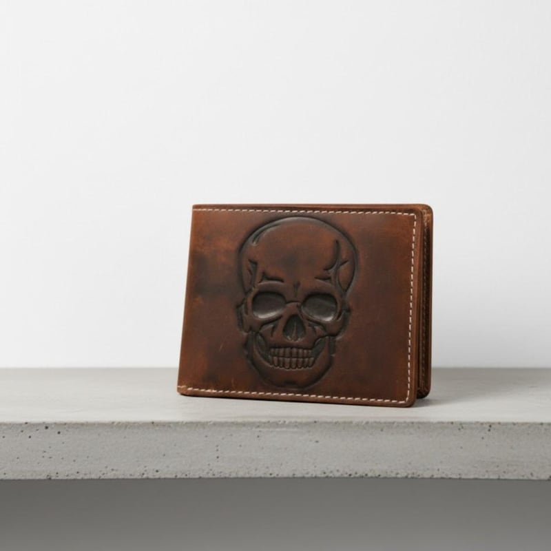 Leather Wallet Men Skull - Etsy