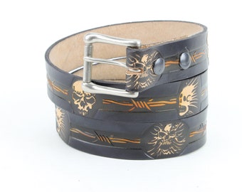 Barbed Wire Leather Belt - Etsy