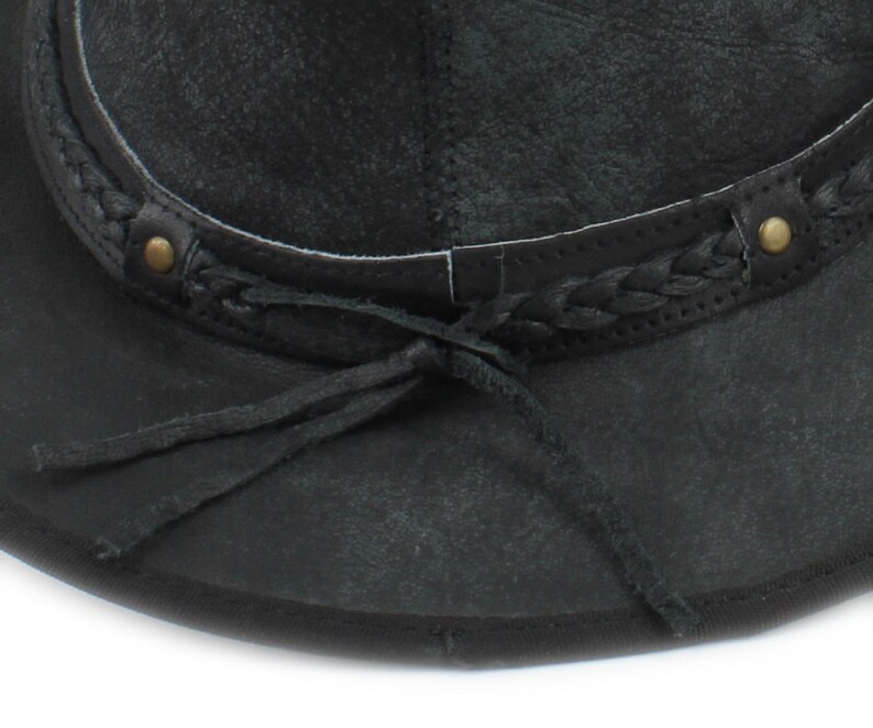 Black Leather Cowboy Hat: Crushable Aussie Style Western Wear - Etsy ...