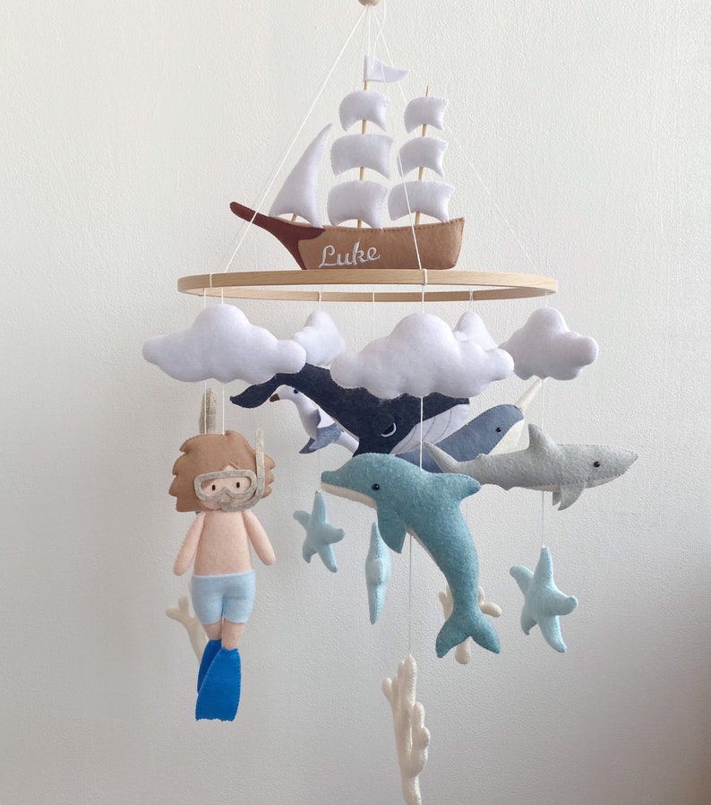 Big Ocean nursery baby mobile-Neutral Nursery Mobile-Sea | Etsy