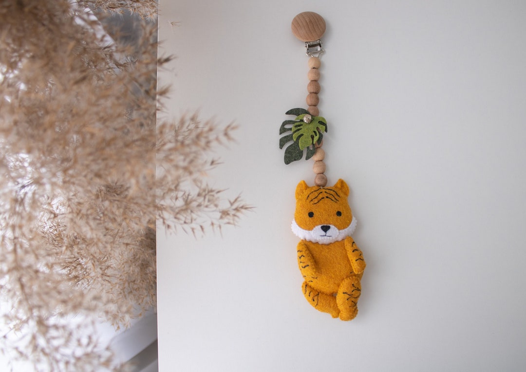 Tiger Stroller Toy, Felt Safari Animal Pram Chain, Africa Sensory ...