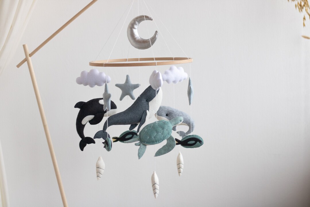 Ocean Nursery Baby Mobile-grey Whale Baby Mobile Sea Fish-sea Turtle ...