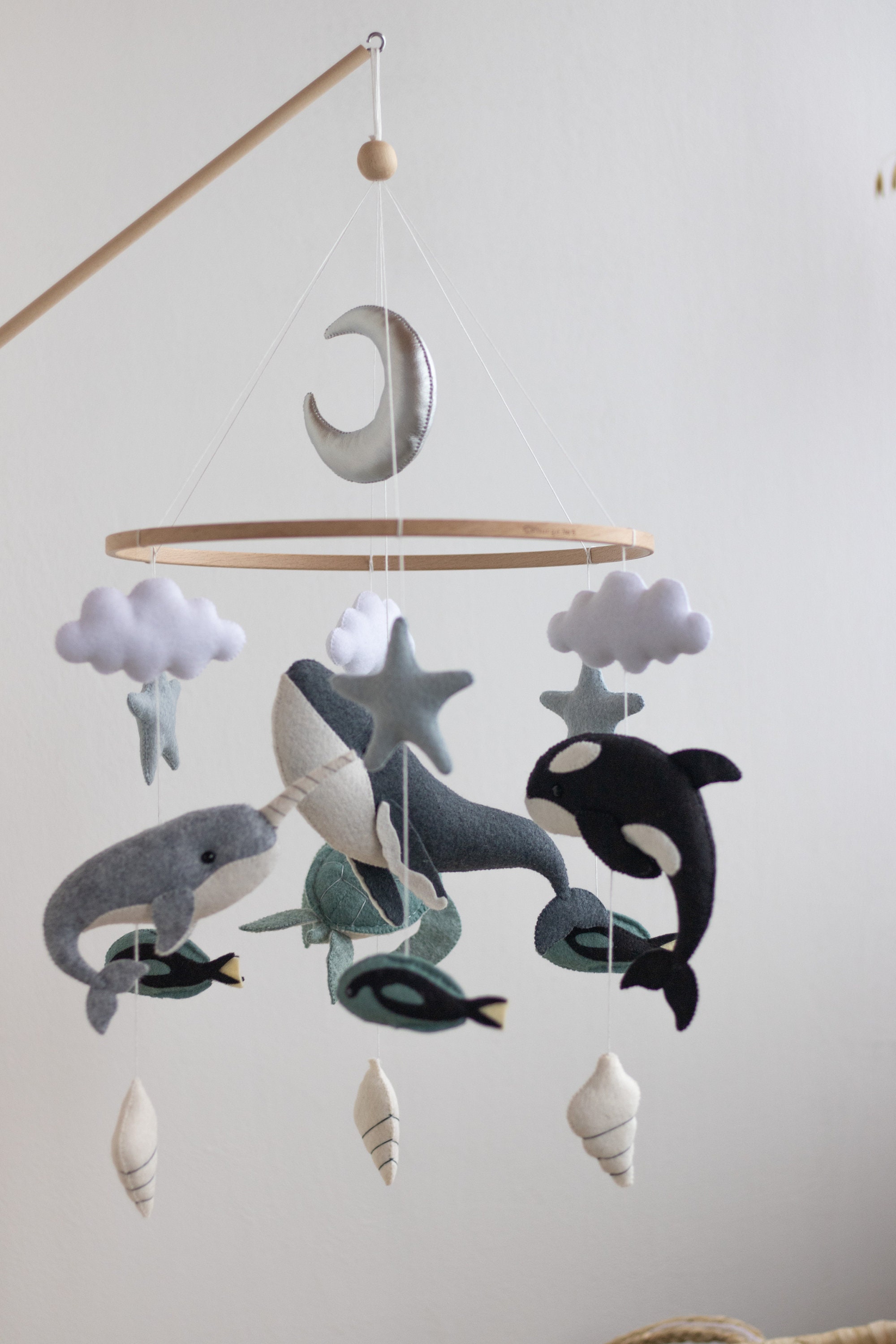 Ocean Nursery Baby Mobile-grey Whale Baby Mobile Sea Fish-sea - Etsy