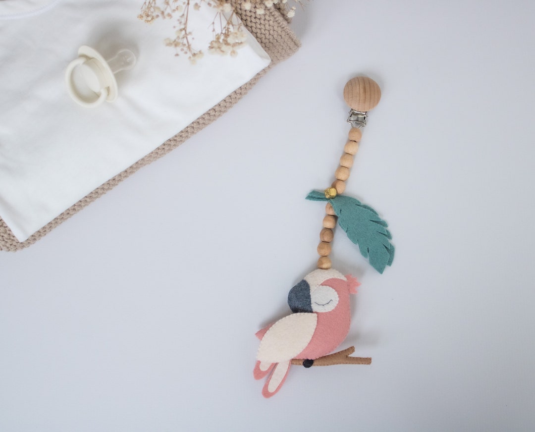 Parrot Stroller Toy, Felt Hanging Bird, Boho Stroller Chain, Floral Car ...