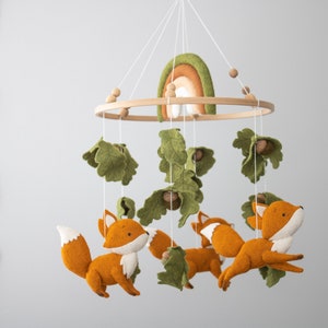 Woodland Nursery Mobile,fox Baby Girl Mobile, Forest Animals Hanging ...