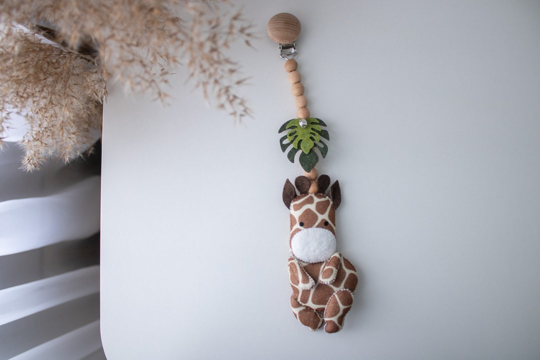 Giraffe Stroller Toy, Felt Safari Animal Pram Chain, Africa Sensory ...