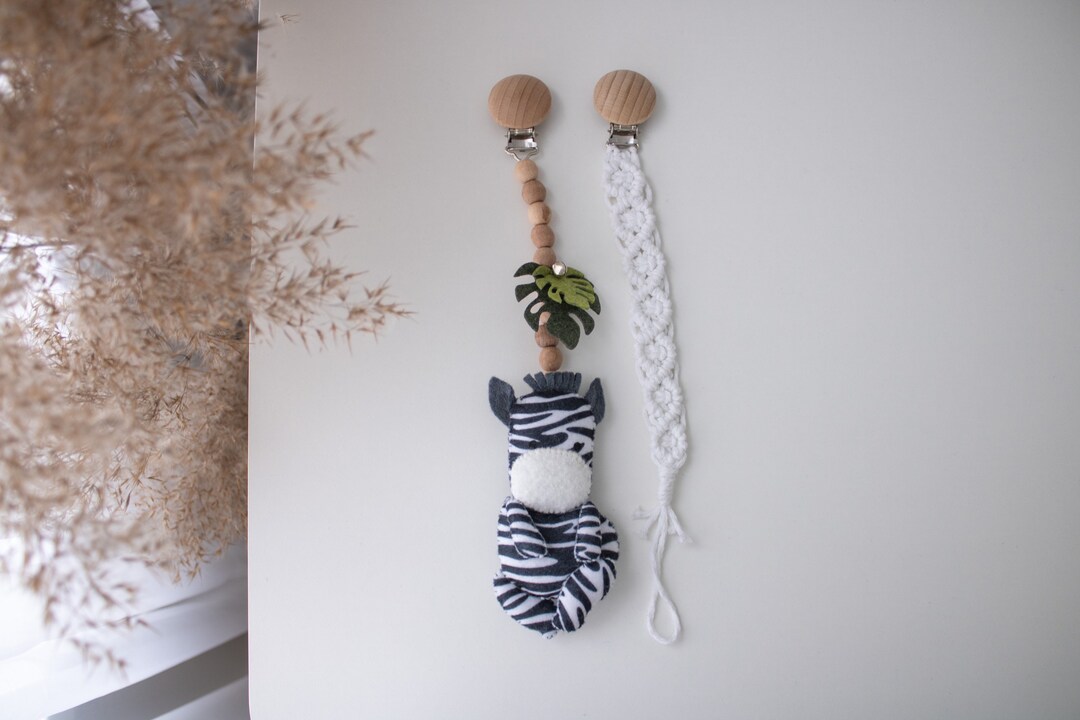 Zebra Stroller Toy With Macrame Pacifier Clip, Unique Pregnancy Gift ...