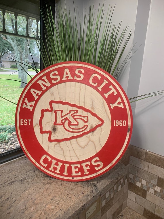 KANSAS CITY CHIEFS Logo Wood Wall Art Nfl | Etsy