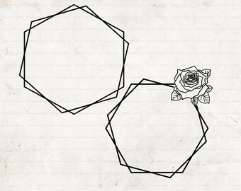 Hexagon Wire Frame SVG, Hexagon Monogram Frame SVG, Hexagon Frame SVG ...