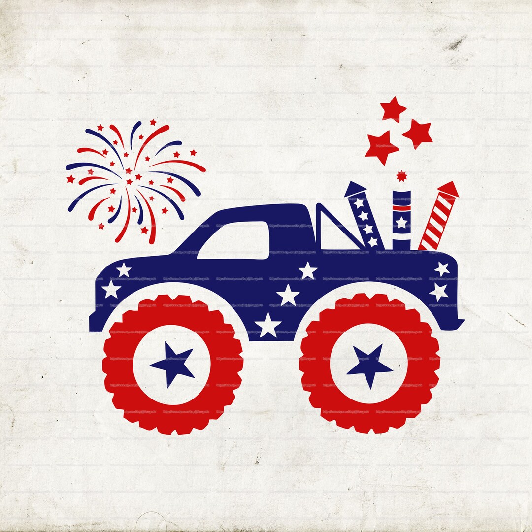 Monster Truck Svg, Fireworks Svg, 4th of July Svg, USA Svg, 4th of July ...