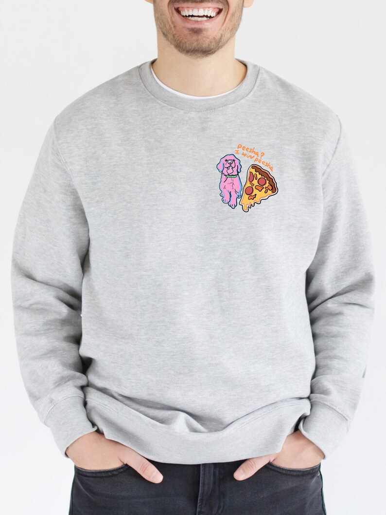I Wuv Peesha Oversized Sweatshirt Pizza Dog Puppy Love - Etsy