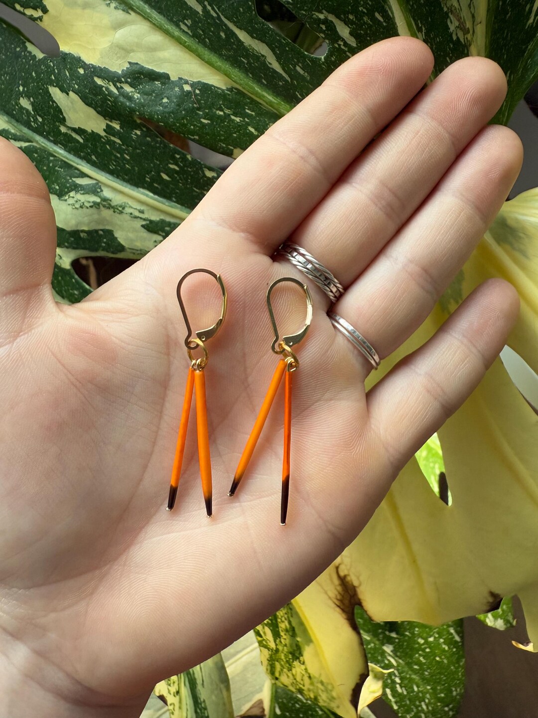 Double Quill Earrings on 24k Gold Plated Hooks - Etsy