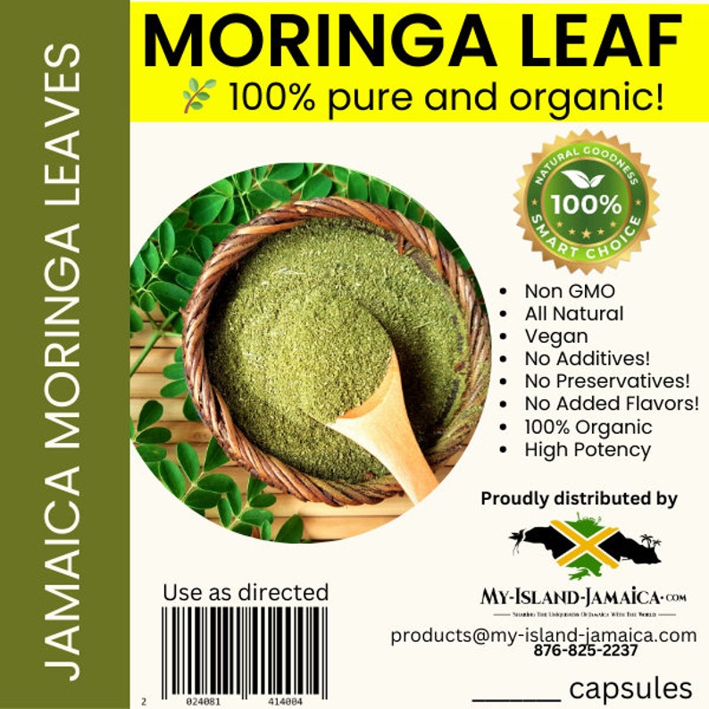 CAPSULES - Organic MORINGA Vegan- 100% Jamaican Wildcrafted | 600mg ...