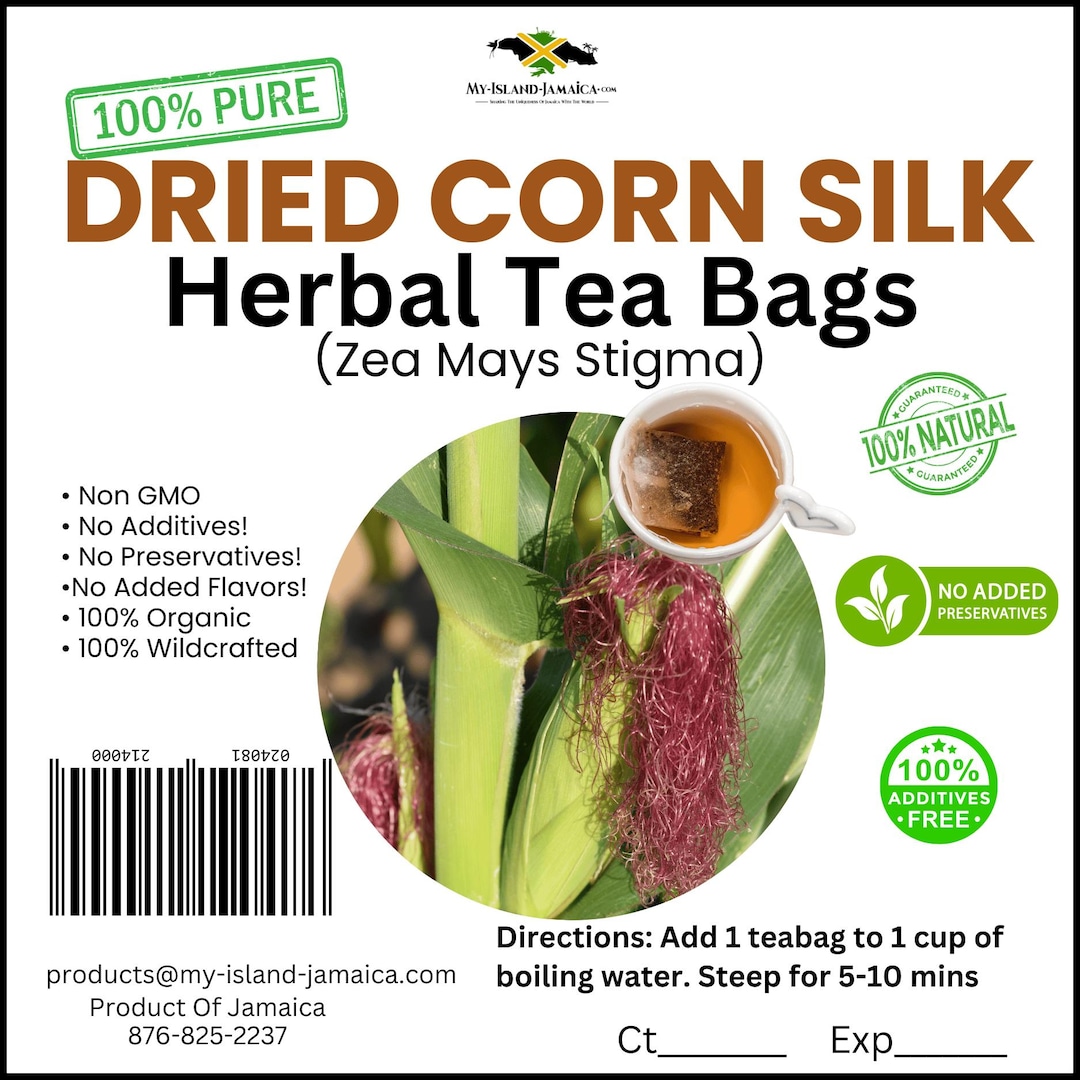 Corn Silk TEA BAGS | Zea Mays | Jamaican Herbal Tea | Wildcrafted | Sun ...