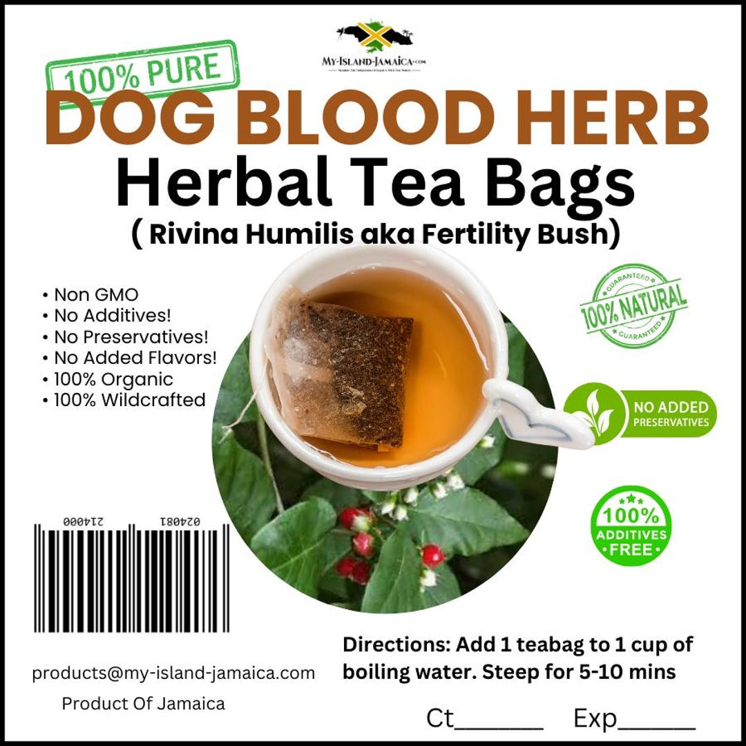 Dog Blood Herb Herbal Tea Bags (rivina Humilis Aka Fertility Bush ...