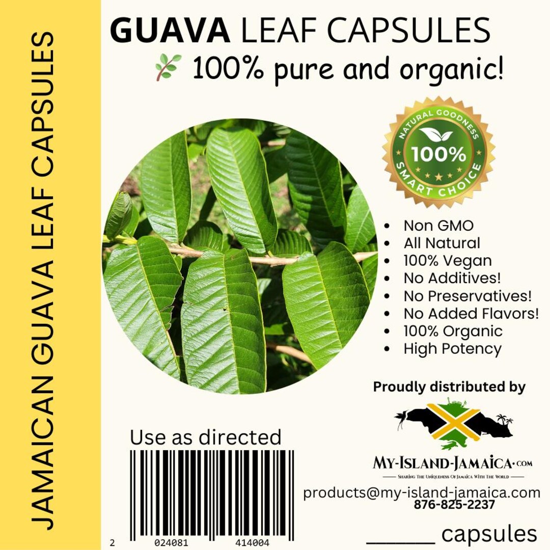 Organic GUAVA Leaf 600mg Vegan Capsules | High Potency | 100% Jamaican ...
