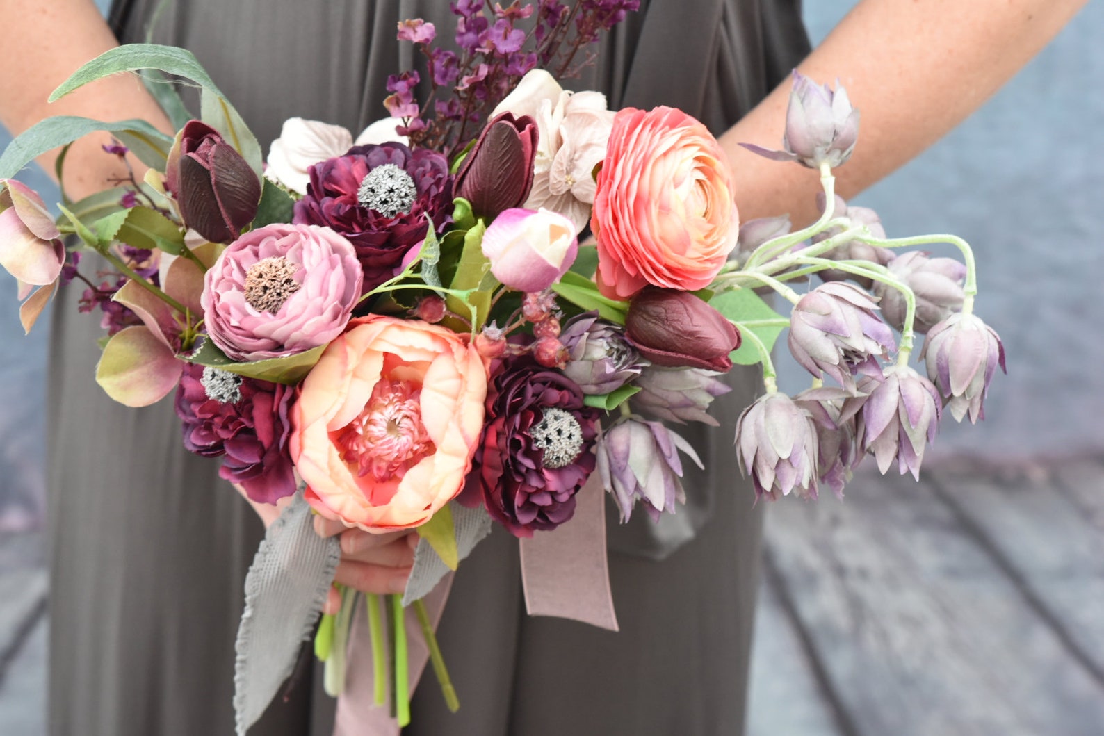 Purple Passion Aubergine Dusky Lilac Coral Ranunculus Peony - Etsy