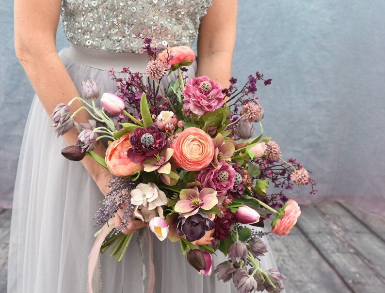 Purple Passion Aubergine Dusky Lilac Coral Ranunculus Peony - Etsy